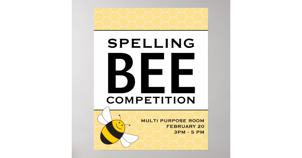 Spelling Bee Competition Announcement Poster 16x20 | Zazzle