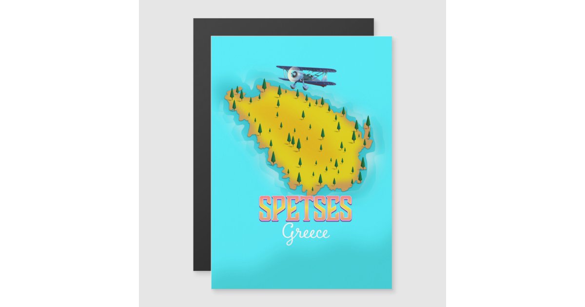 Spetses Greek Island map travel poster | Zazzle