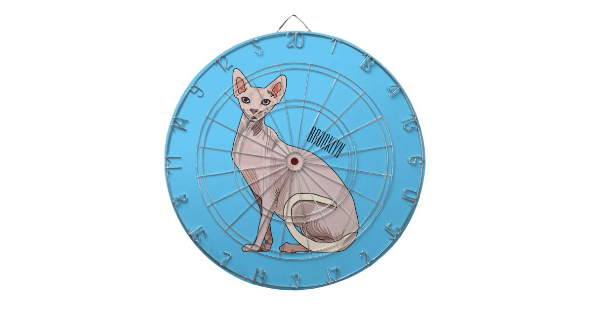 Sphynx cat cartoon illustration dart board | Zazzle