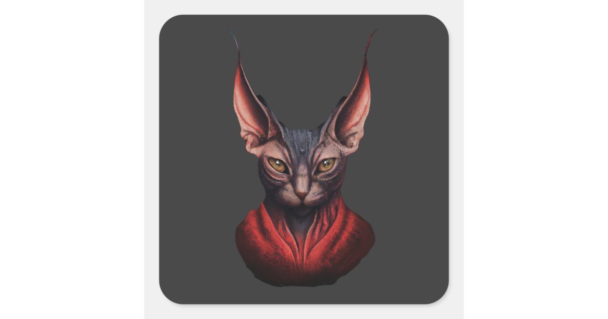 Sphynx Cat- Half Cat, Half Devil, Master Sphynx #1 Square Sticker | Zazzle