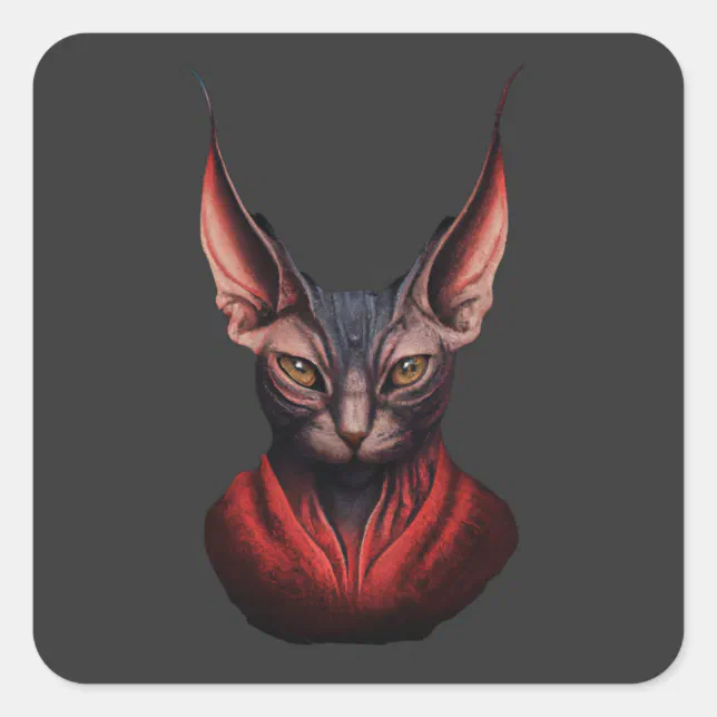 Sphynx Cat- Half Cat, Half Devil, Master Sphynx #1 Square Sticker | Zazzle