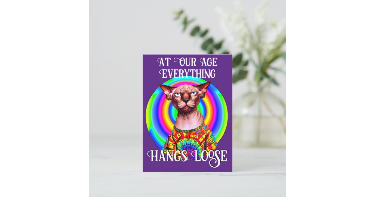 Sphynx Cat Over the Hill Birthday Postcard | Zazzle