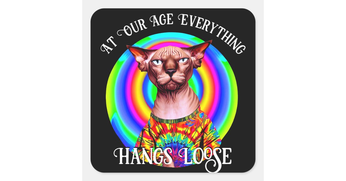 Sphynx Cat Over the Hill Birthday Square Sticker | Zazzle