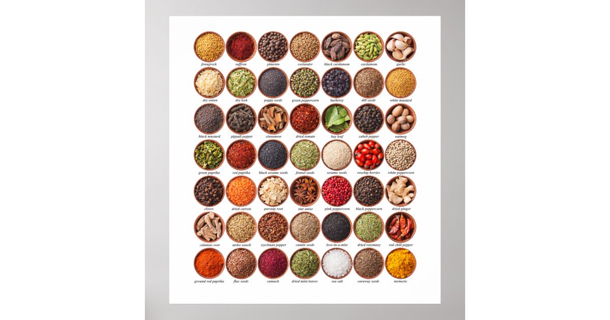 Spice Chart Poster - SRF | Zazzle