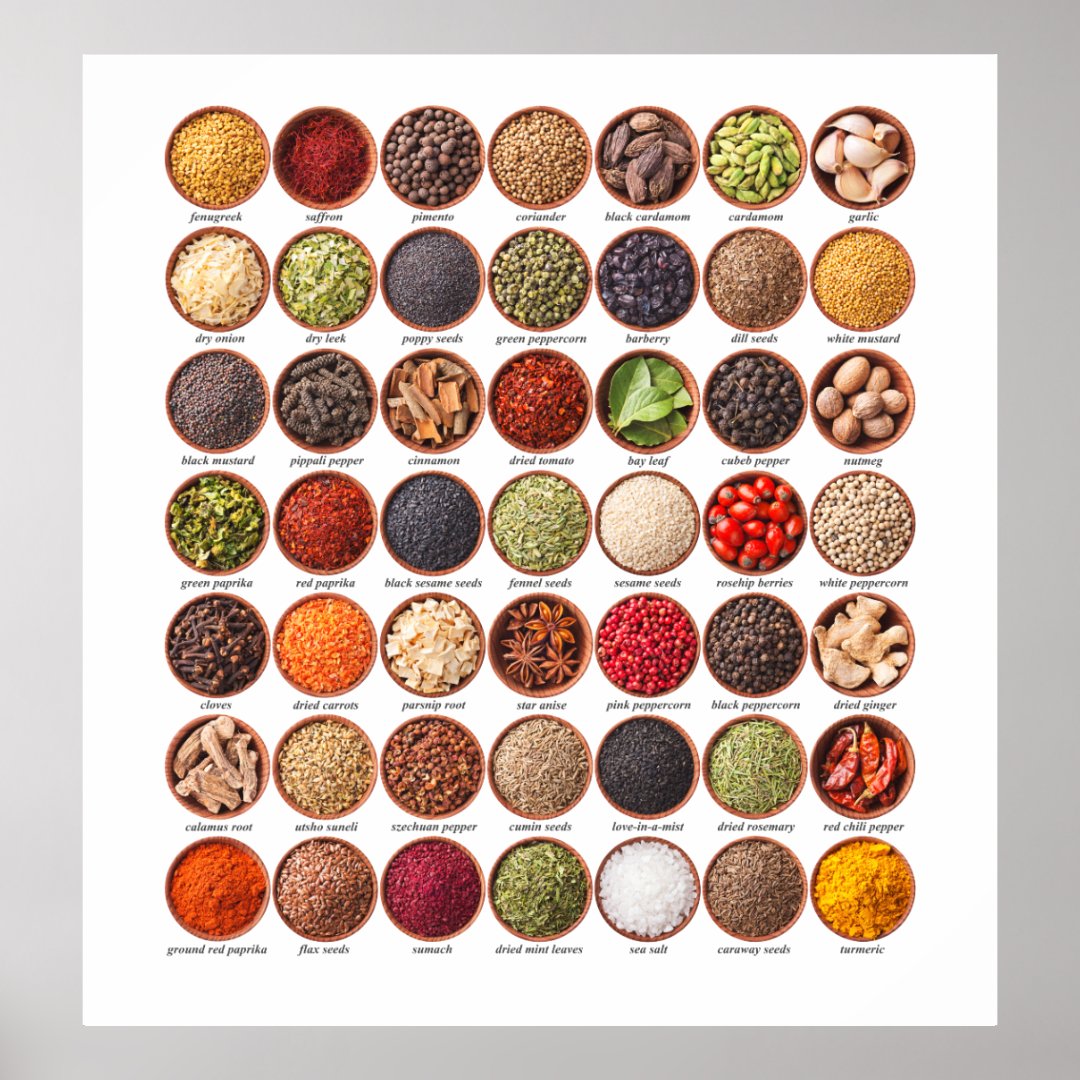 Spice Chart Poster - SRF | Zazzle