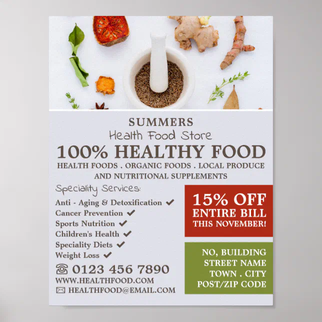 Spice Mix, Health Food Store Advertising Poster | Zazzle