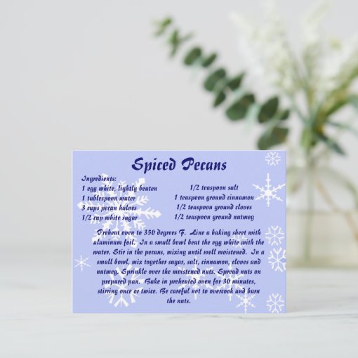 Spiced Pecans Recipe Post Card | Zazzle