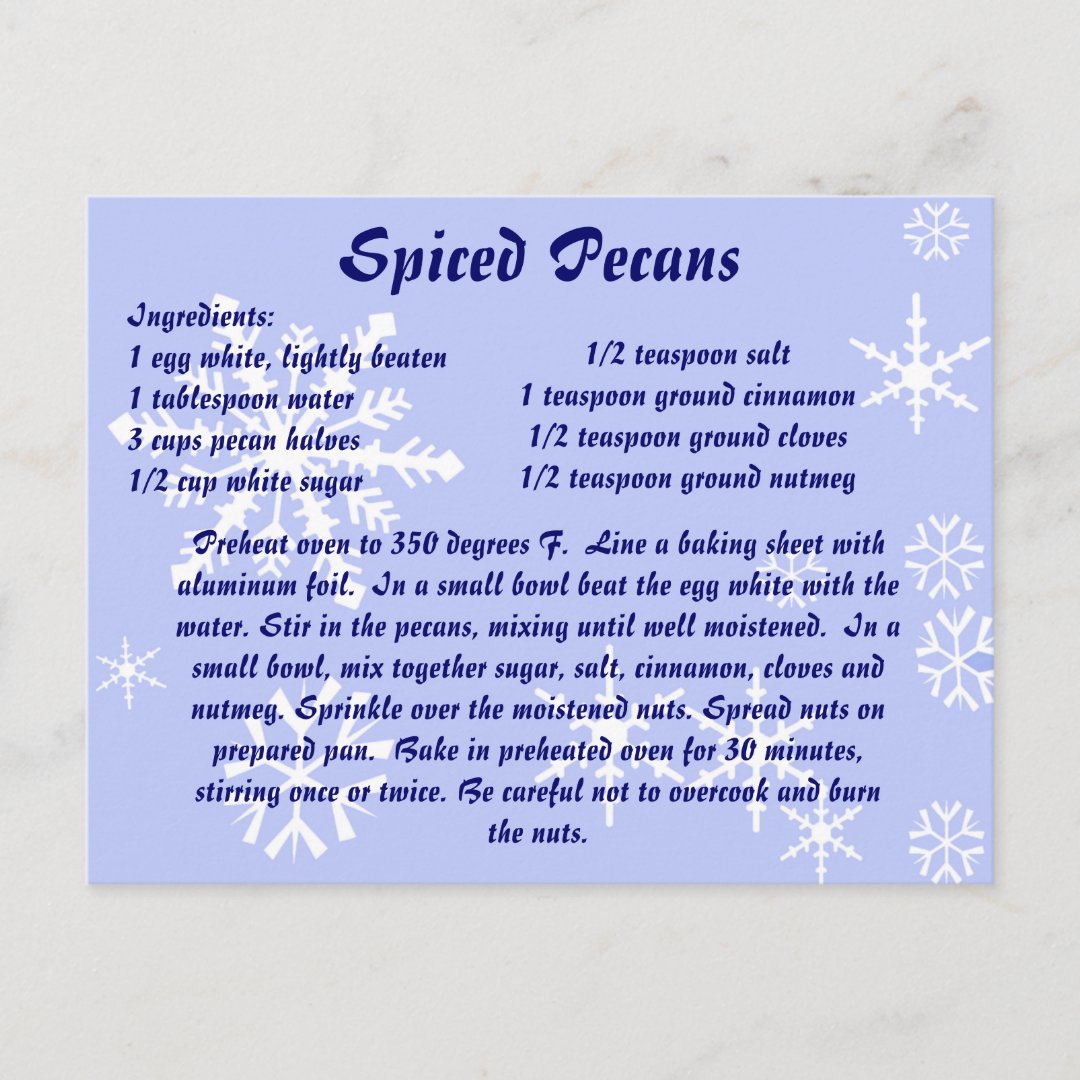 Spiced Pecans Recipe Post Card | Zazzle
