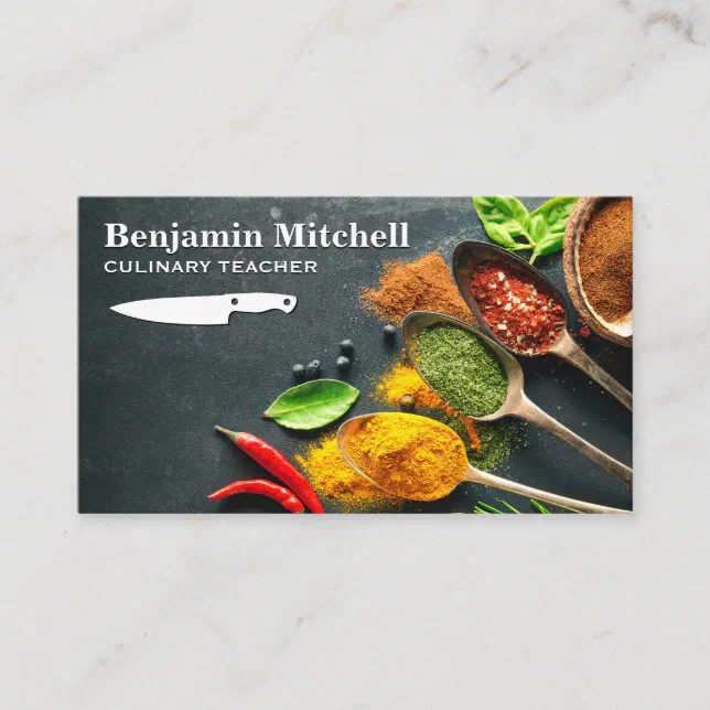 Spices on Spoons Business Card | Zazzle