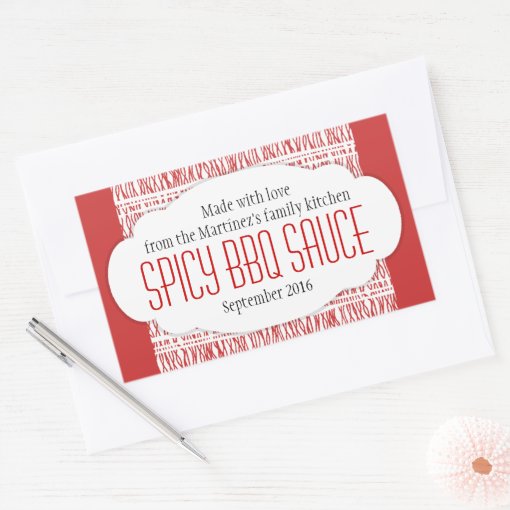 Spicy BBQ sauce red food label sticker | Zazzle