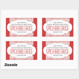Spicy BBQ sauce red food label sticker | Zazzle