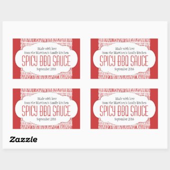 Spicy BBQ sauce red food label sticker | Zazzle