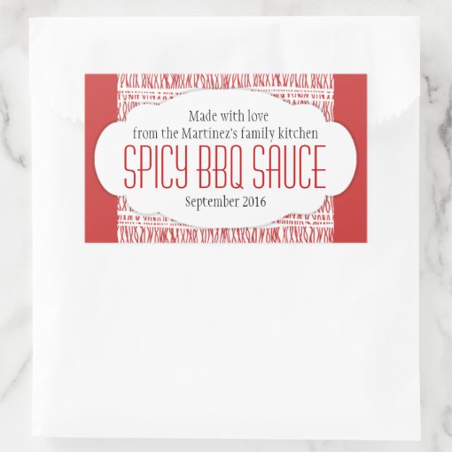 Spicy BBQ sauce red food label sticker | Zazzle