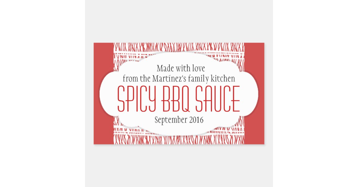 Spicy BBQ sauce red food label sticker | Zazzle