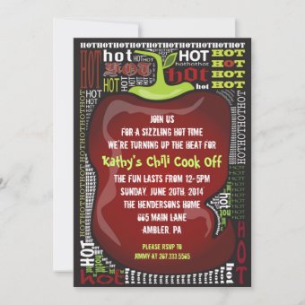 SPICY HOT CHILI PEPPER Party Invitation Invite | Zazzle