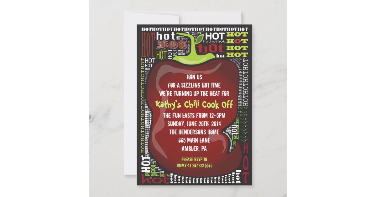 SPICY HOT CHILI PEPPER Party Invitation Invite | Zazzle
