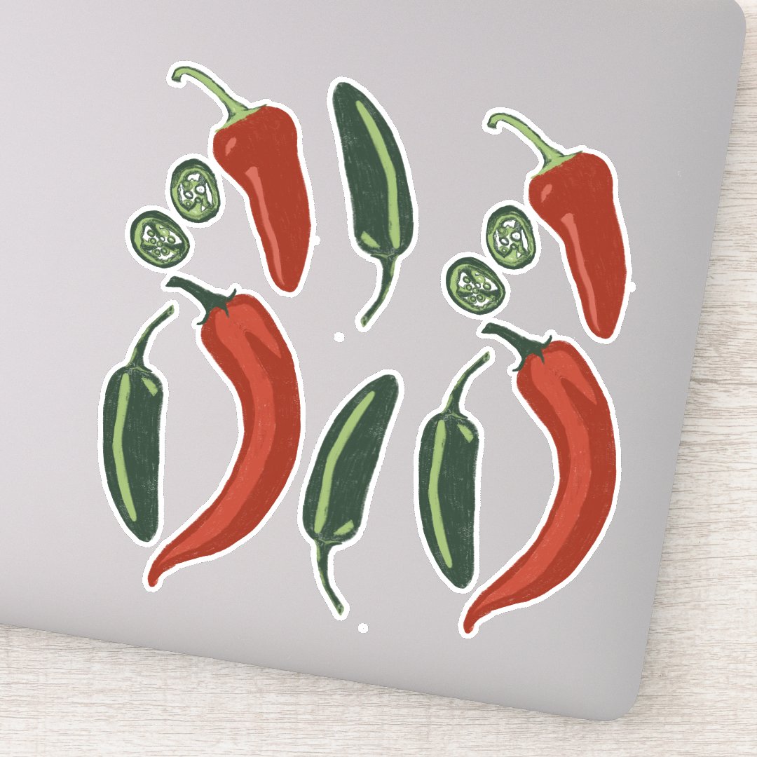 Spicy Jalapeno Chile Pepper Set Sticker | Zazzle