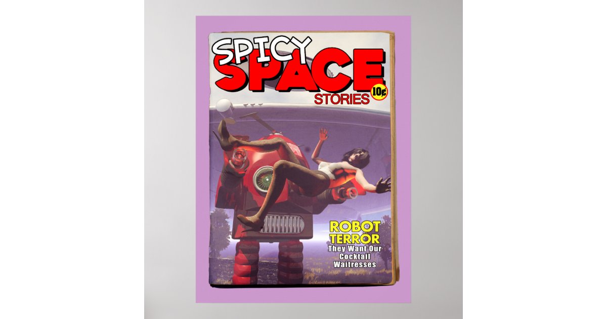 Spicy Space Stories Fake Pulp Cover Print | Zazzle