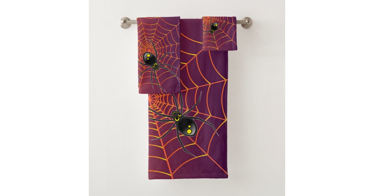 Spider and Web Bathroom Bath Towel Set | Zazzle