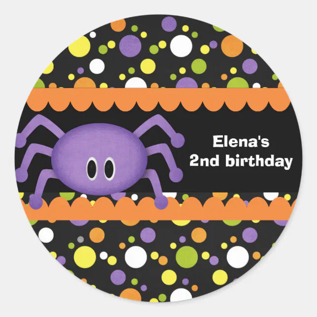 Spider Birthday Halloween Classic Round Sticker | Zazzle