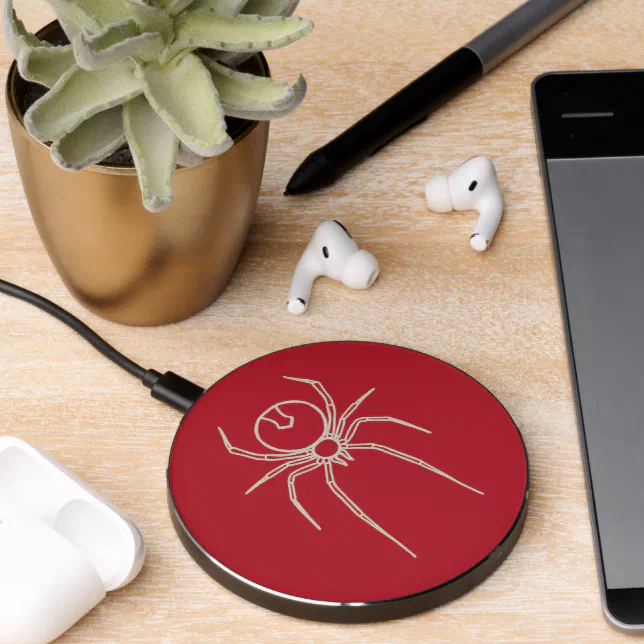 Spider - Blood Red and Bone White Wireless Charger | Zazzle
