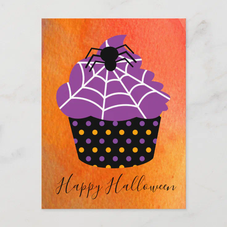 Spider cupcake Halloween theme Postcard | Zazzle