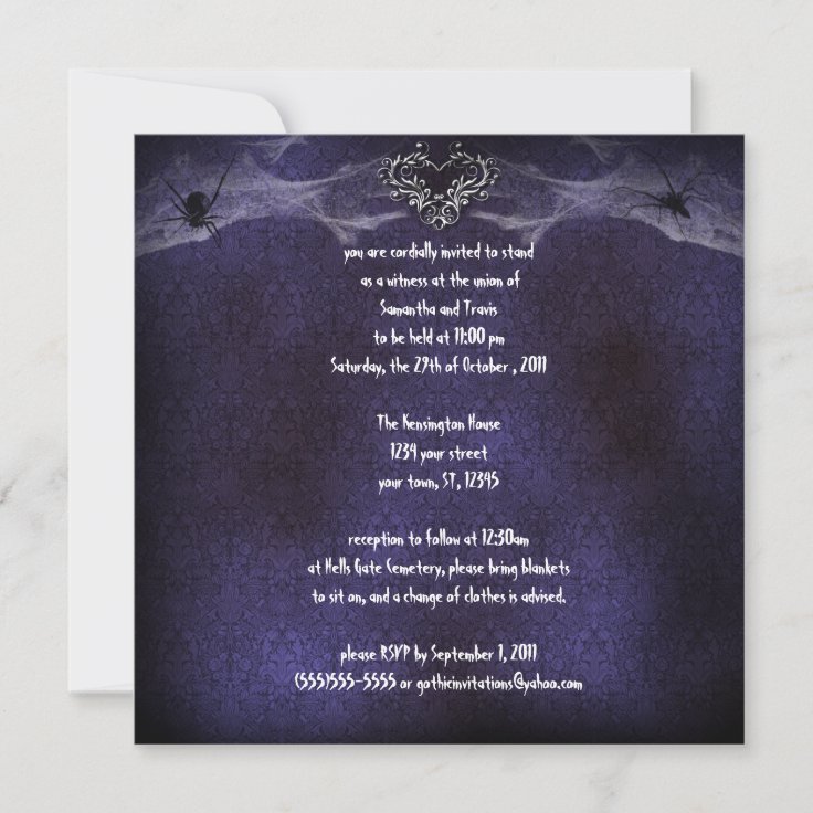 Spider Heart Gothic Vampire Invitation | Zazzle
