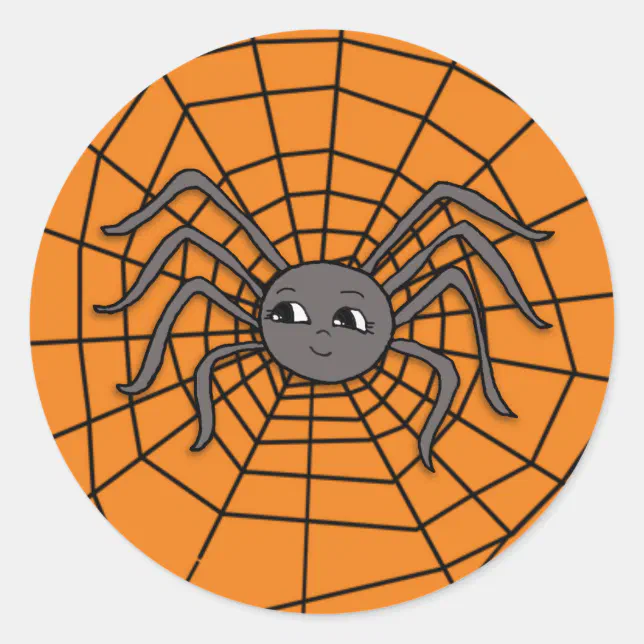 Spider in Spider Web Halloween Spooky Party Classic Round Sticker | Zazzle