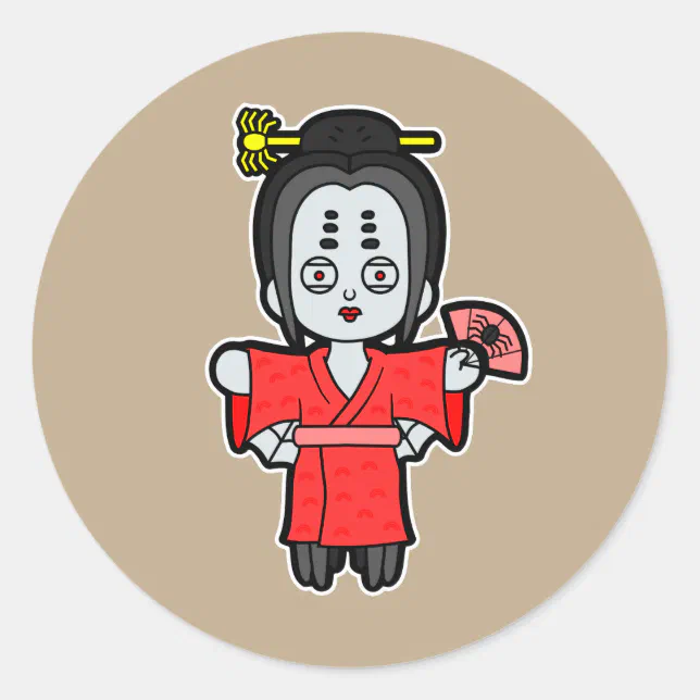 Spider Lady Jorogumo- Japanese Yokai Classic Round Sticker | Zazzle