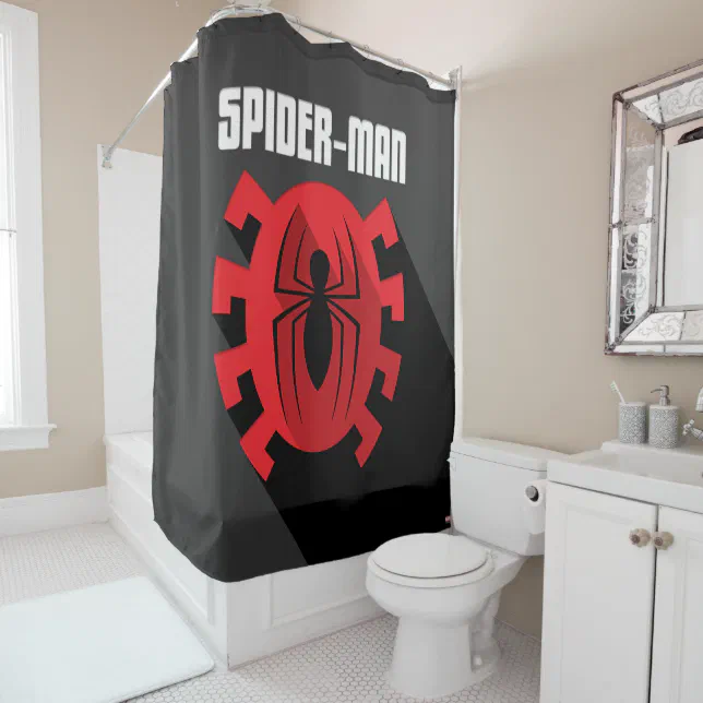 Spider-Man | Art Deco Spider-Man Emblem Shower Curtain | Zazzle