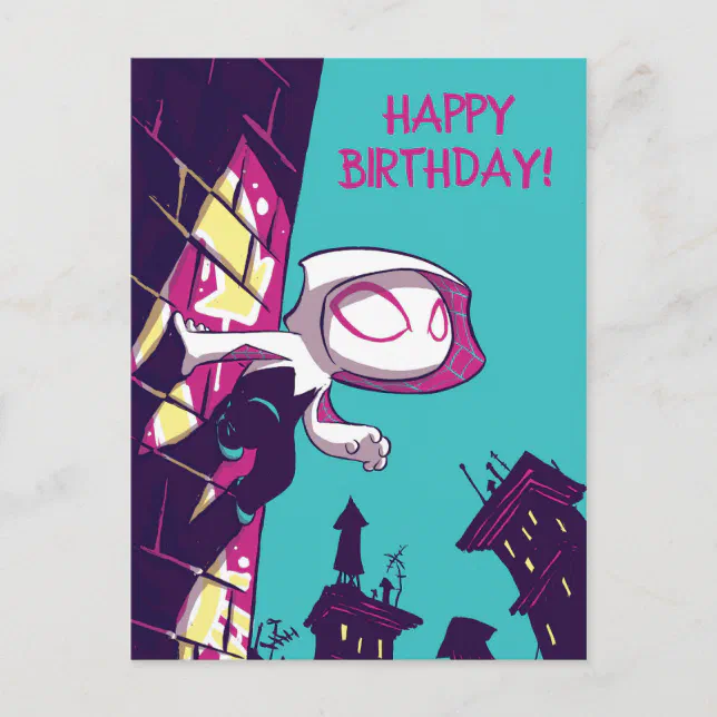 Spider-Man | Chibi Ghost-Spider On The Lookout Postcard | Zazzle