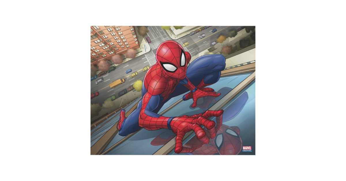 Spider-Man | Climbing Up Building Panel Wall Art | Zazzle