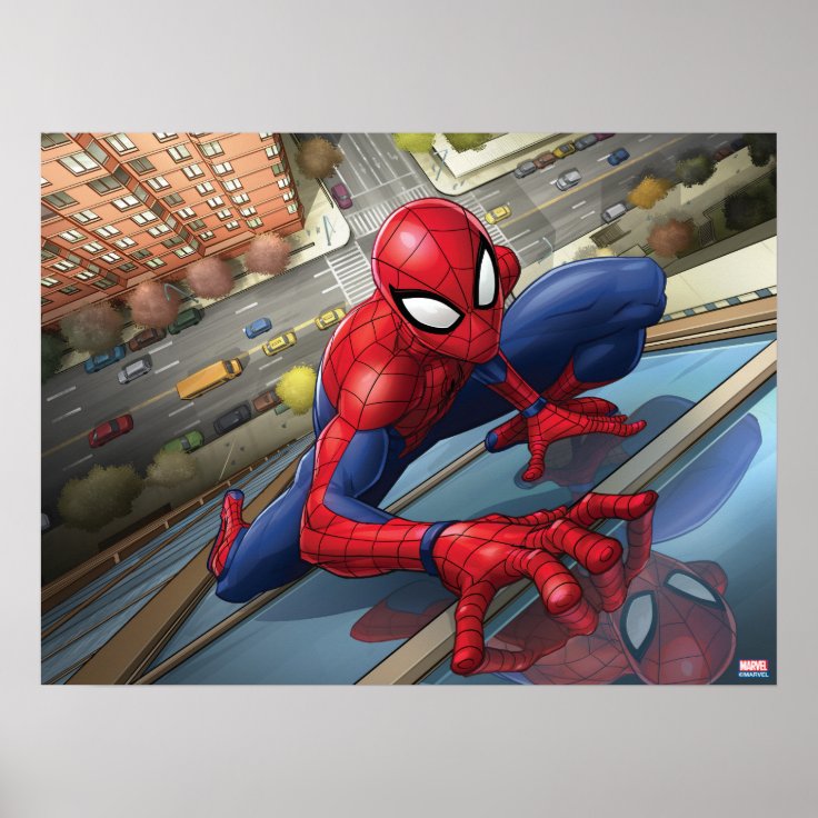 Spider-Man | Climbing Up Building Poster | Zazzle