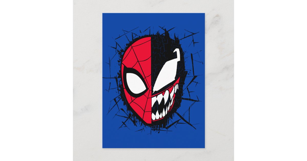 Spider-Man | Dual Spider-Man & Venom Face Postcard | Zazzle