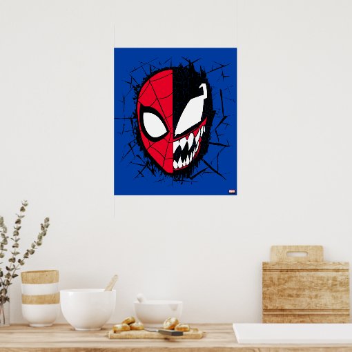 Spider-Man | Dual Spider-Man & Venom Face Poster | Zazzle
