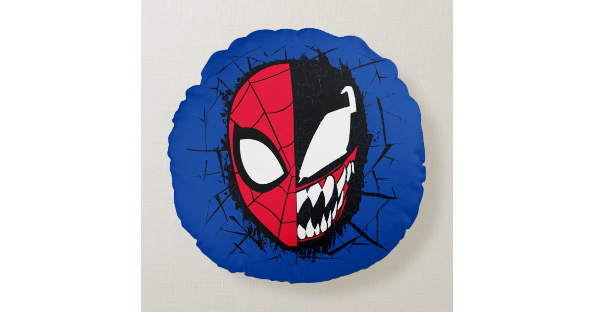 Spider-Man | Dual Spider-Man & Venom Face Round Pillow | Zazzle