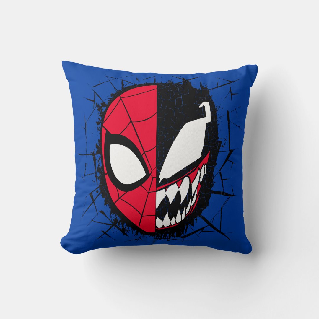 Spider-Man | Dual Spider-Man & Venom Face Throw Pillow | Zazzle
