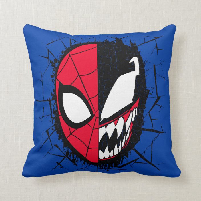 Spider-Man | Dual Spider-Man & Venom Face Throw Pillow | Zazzle.com
