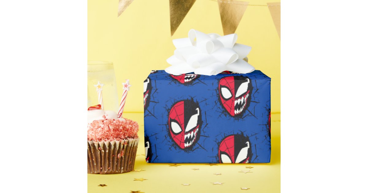 Spider-Man | Dual Spider-Man & Venom Face Wrapping Paper | Zazzle