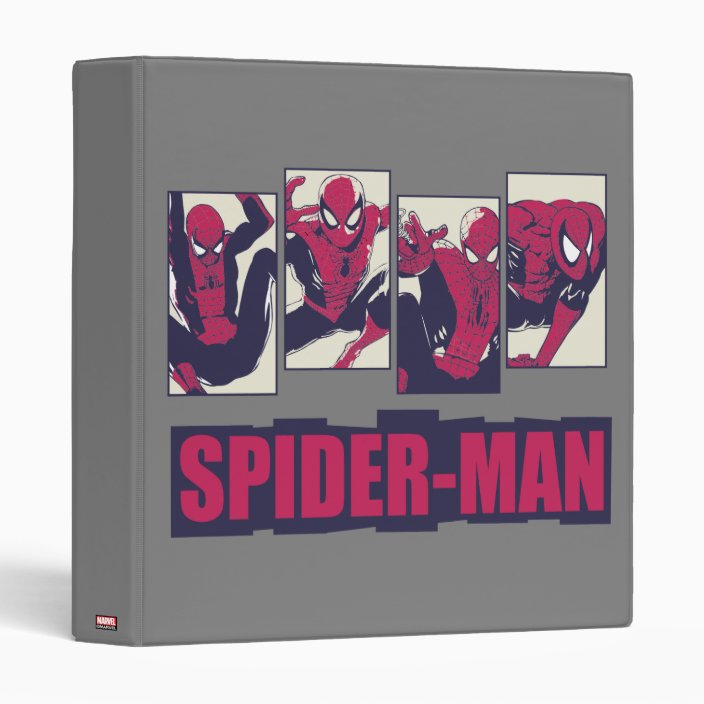 Spider-Man Four Panel Pose Graphic 3 Ring Binder | Zazzle