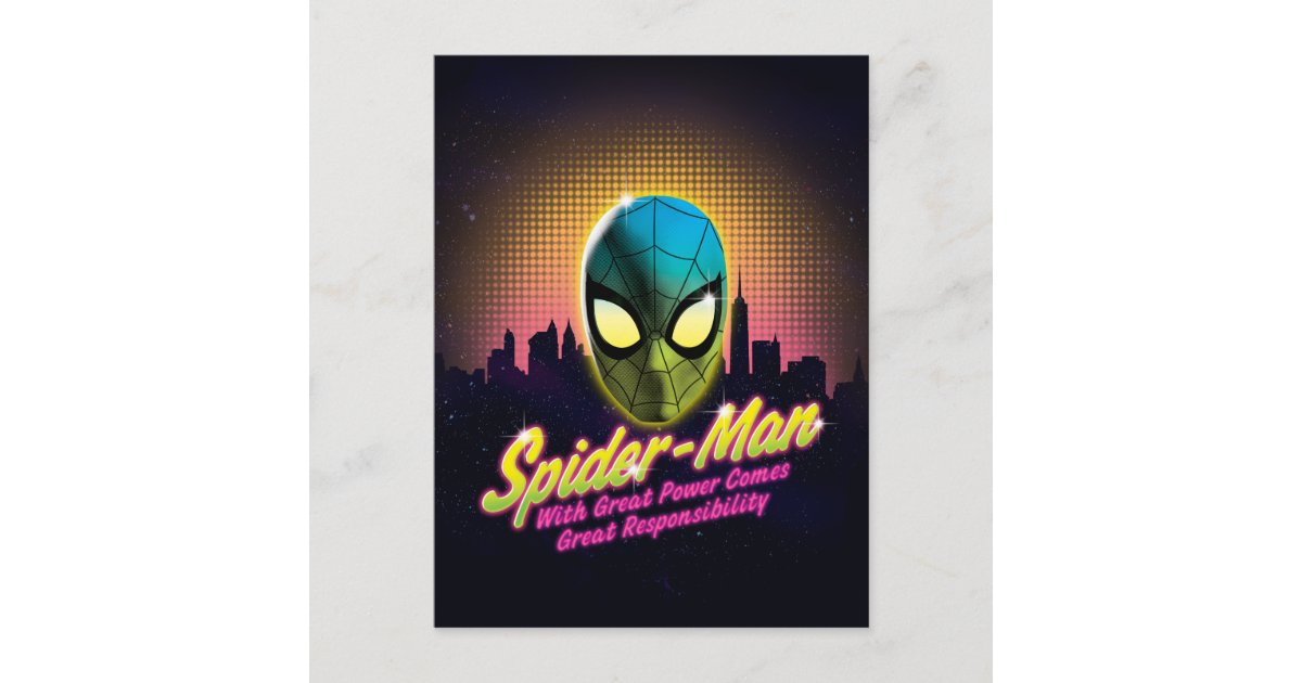 Spider-Man | Halftone Sunset Skyline Postcard | Zazzle