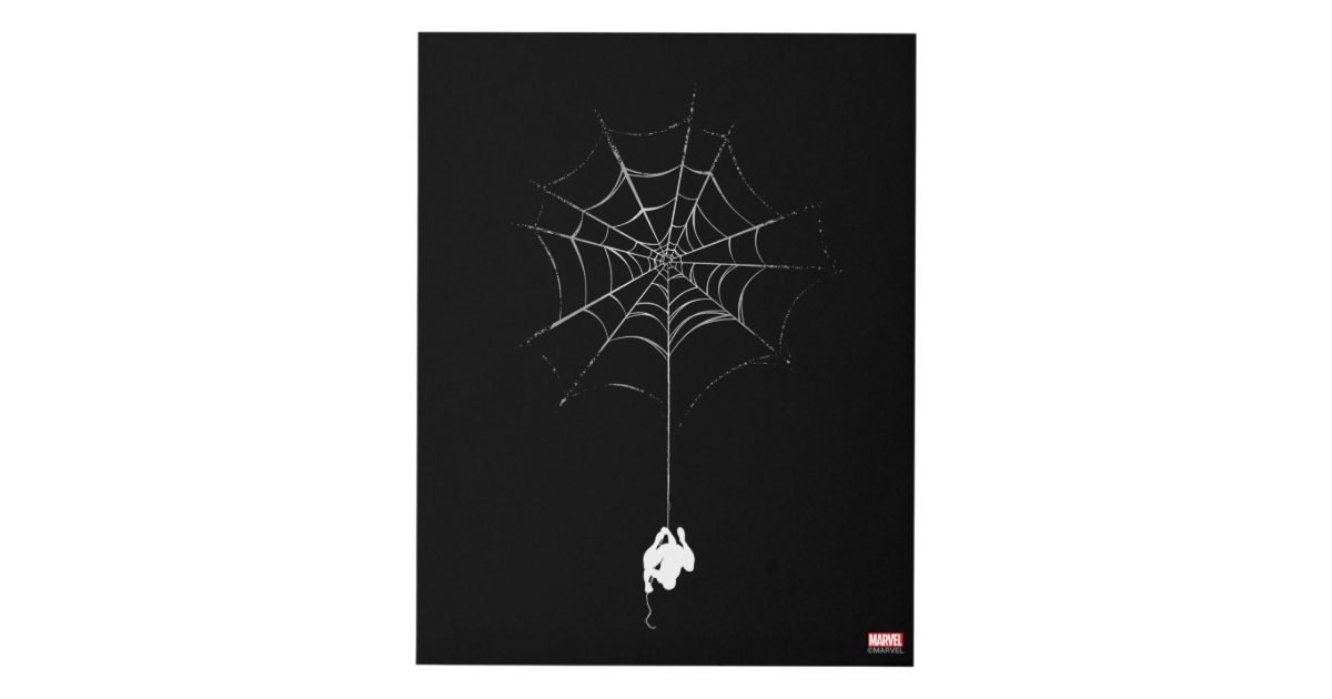 Spider-Man Hanging From Web Silhouette Panel Wall Art | Zazzle
