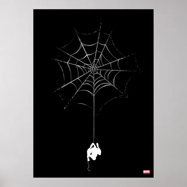 Spider-Man Hanging From Web Silhouette Poster | Zazzle