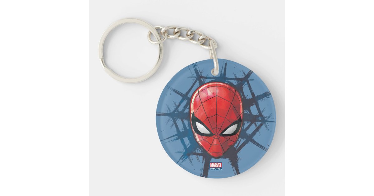 Spider-Man | Head In A Web Keychain | Zazzle