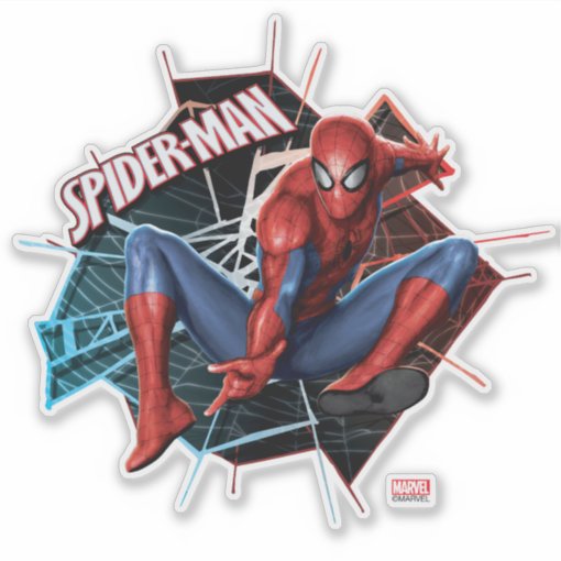 Spider-Man in Fractured Web Graphic Sticker | Zazzle
