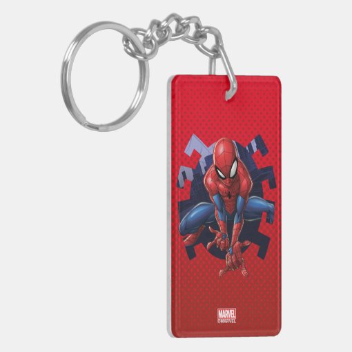 Spider-Man Leaping Out Of Spider Graphic Keychain | Zazzle
