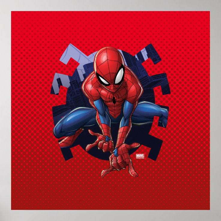 Spider-Man Leaping Out Of Spider Graphic Poster | Zazzle