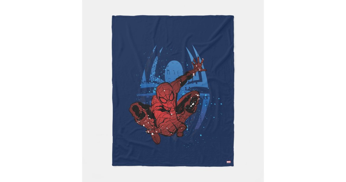 Spider-Man Paint Splatter & Logo Graphic Fleece Blanket | Zazzle