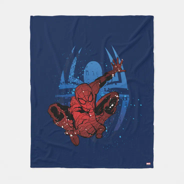 Spider-Man Paint Splatter & Logo Graphic Fleece Blanket | Zazzle