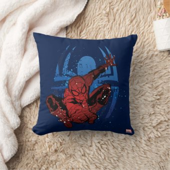 Spider-Man Paint Splatter & Logo Graphic Throw Pillow | Zazzle